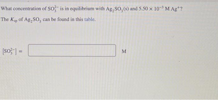 Solved What concentration of SO32− is in equilibrium with | Chegg.com