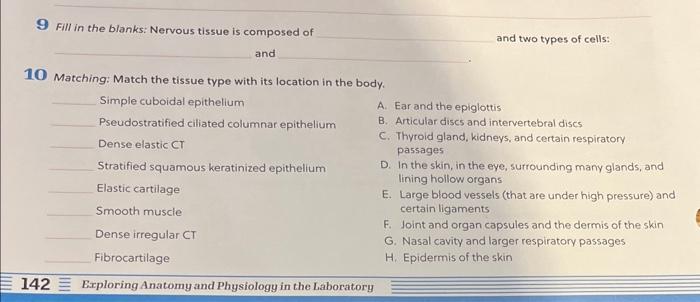 Solved 9 Fill in the blanks: Nervous tissue is composed of | Chegg.com
