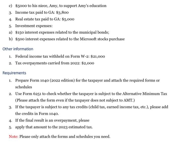 Solved Basic information about the taxpayer 1. Name: Herbert | Chegg.com