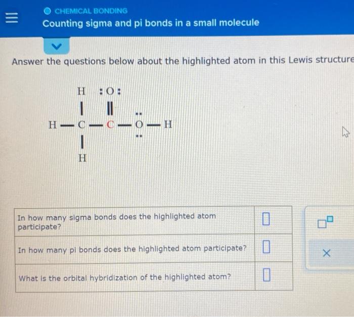 Solved CHEMICAL BONDING Counting sigma and pi bonds in a | Chegg.com