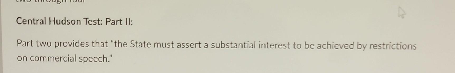Central Hudson Test: Part II: Part two provides that | Chegg.com