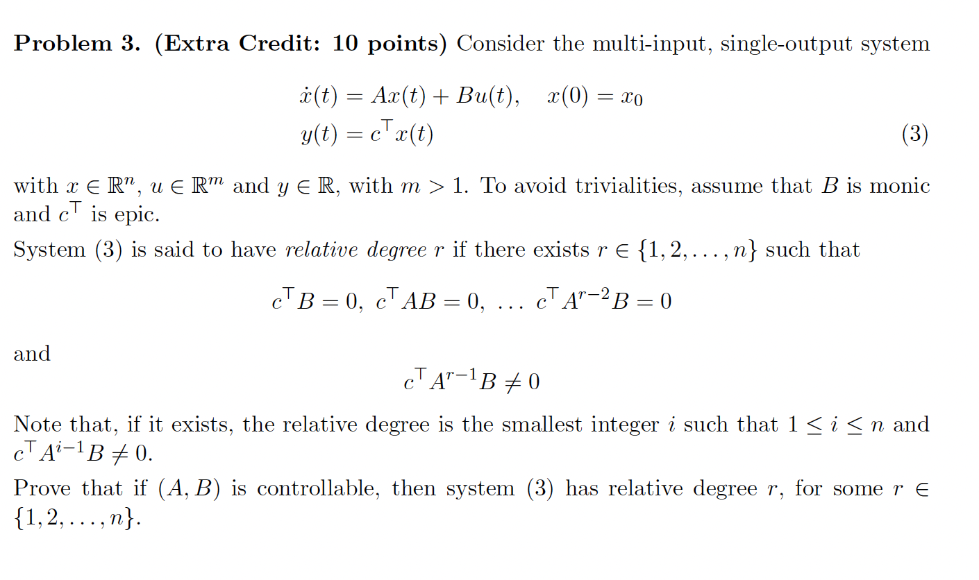 Solved Problem 3. (Extra Credit: 10 ﻿points) ﻿Consider the | Chegg.com