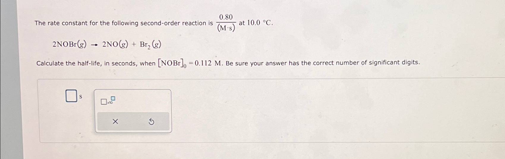 Solved The rate constant for the following second-order | Chegg.com