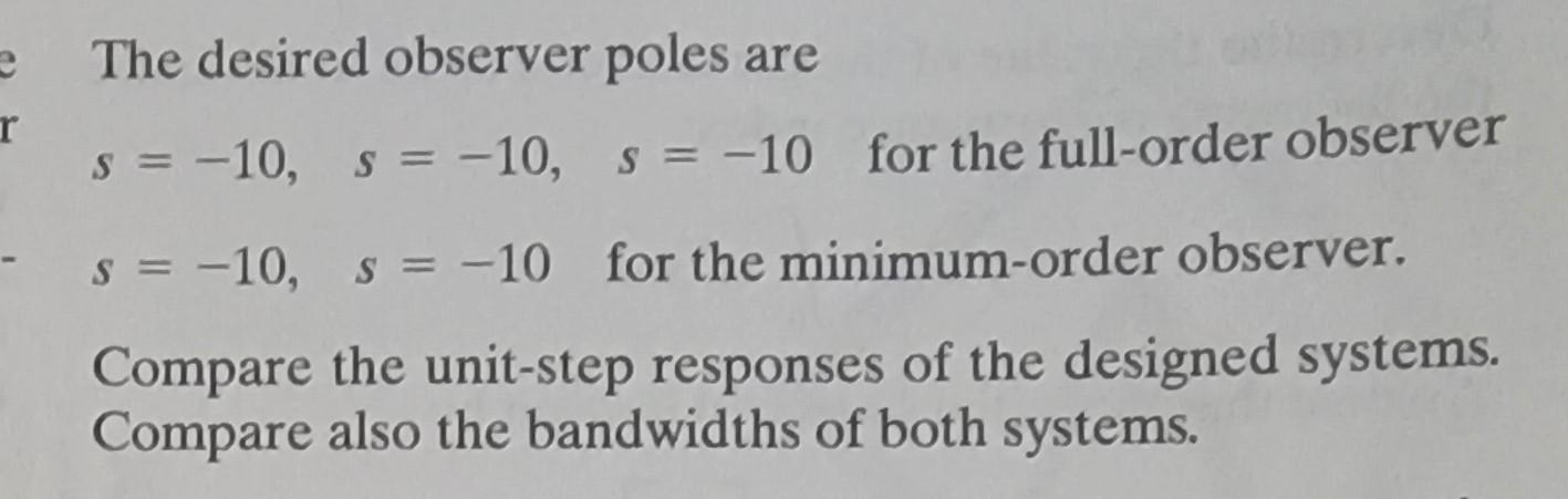 Solved B-10-15. Using the pole-placement-with-observer | Chegg.com