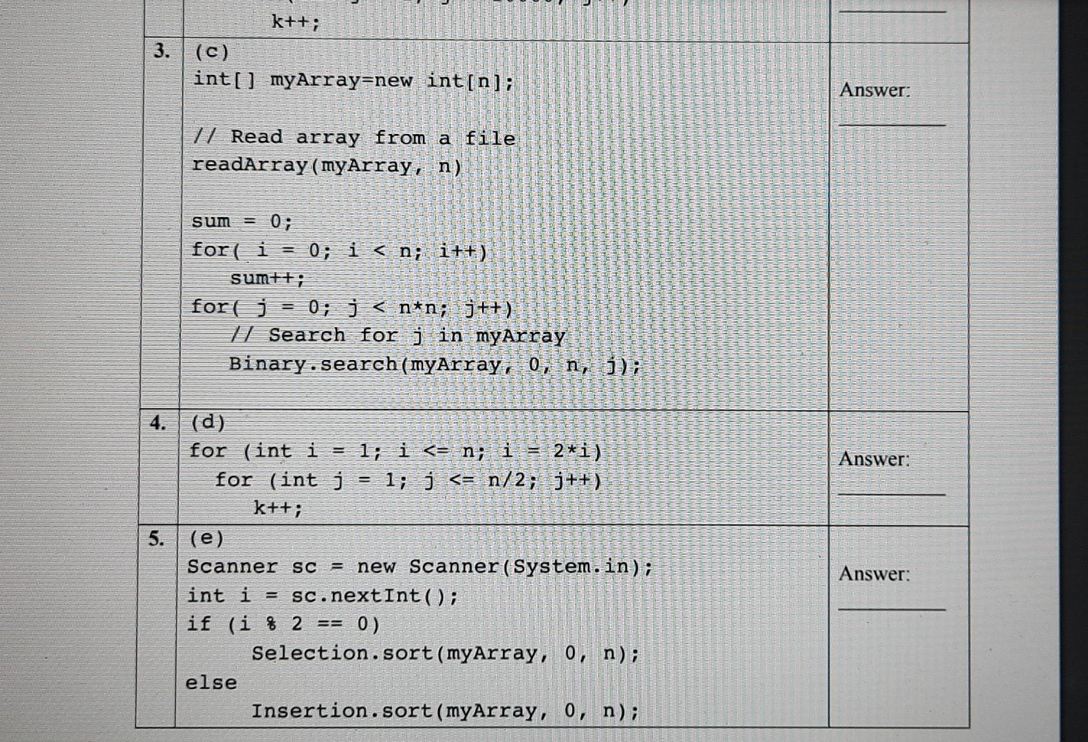 Solved Find the running time of the following code fragments | Chegg.com