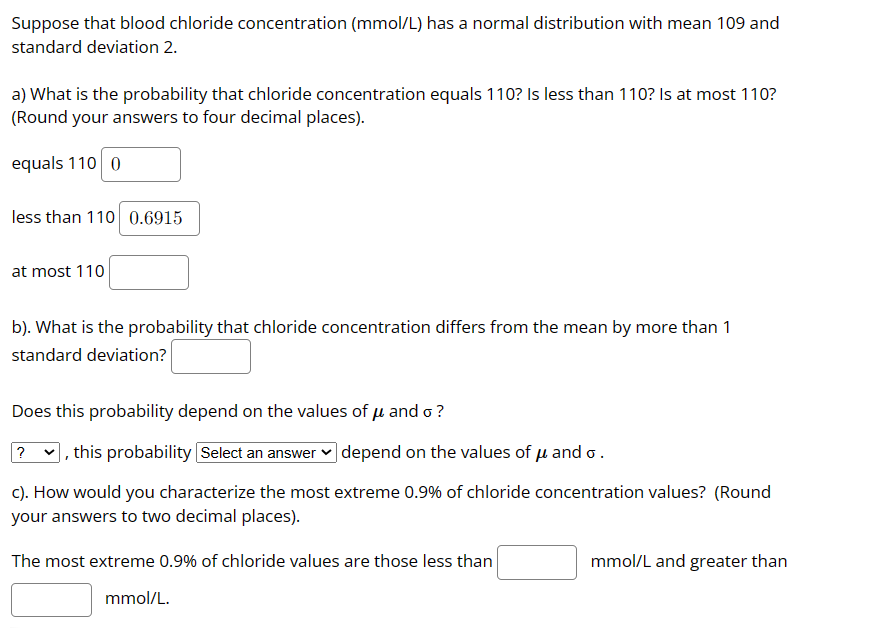 Solved Suppose that blood chloride concentration ( ﻿mmolL ) | Chegg.com