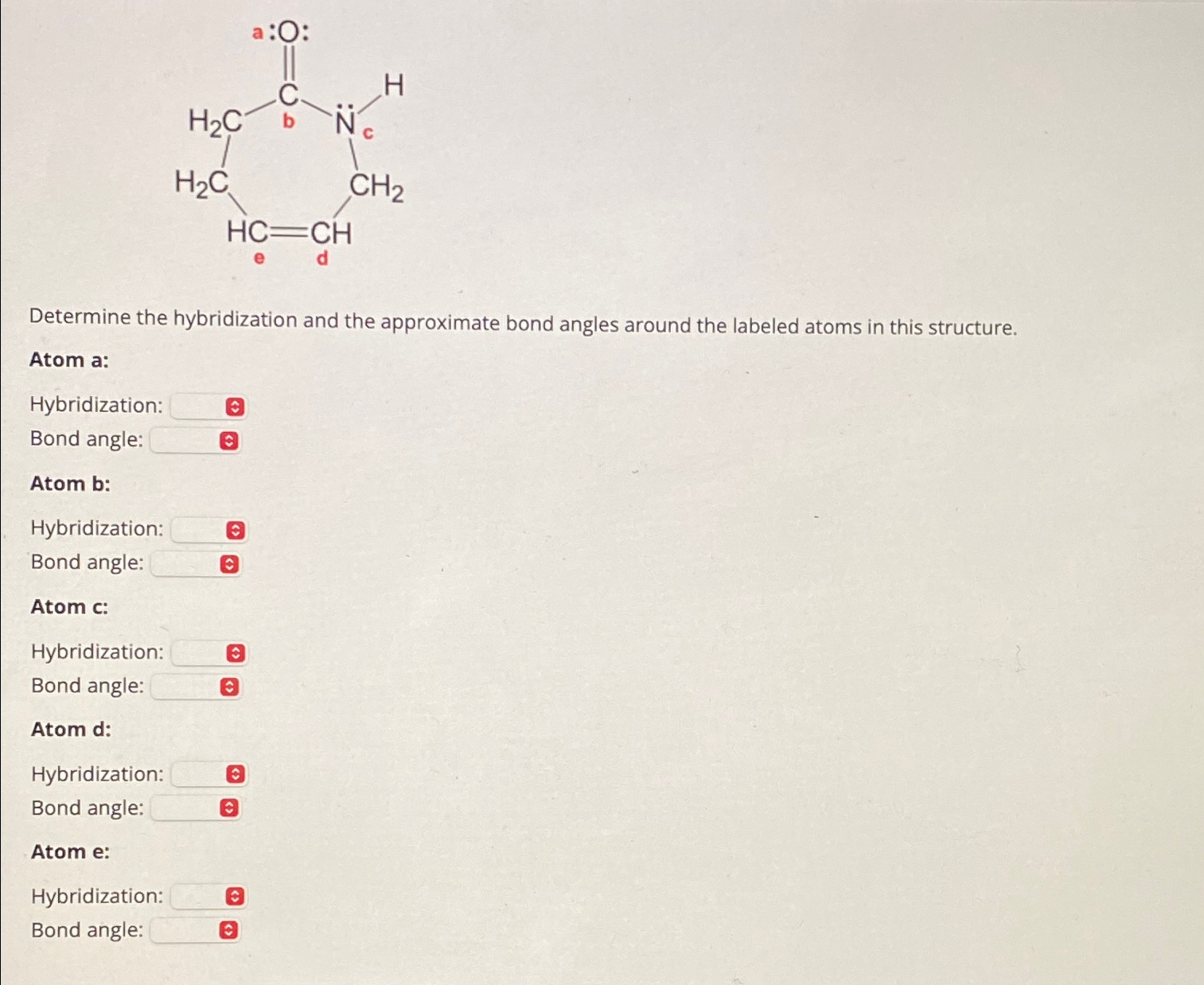 Solved Determine the hybridization and the approximate bond | Chegg.com