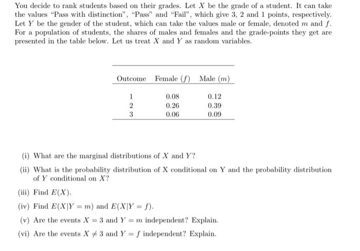 Solved You decide to rank students based on their grades. | Chegg.com
