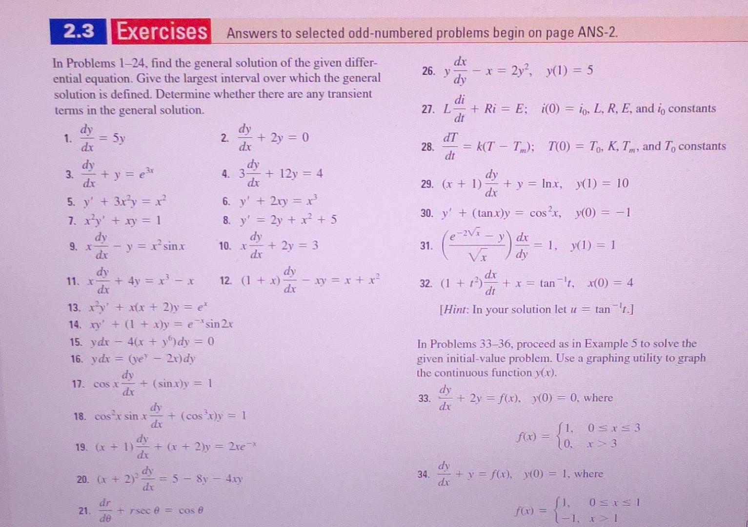 Solved Answers to selected odd-numbered problems begin on | Chegg.com