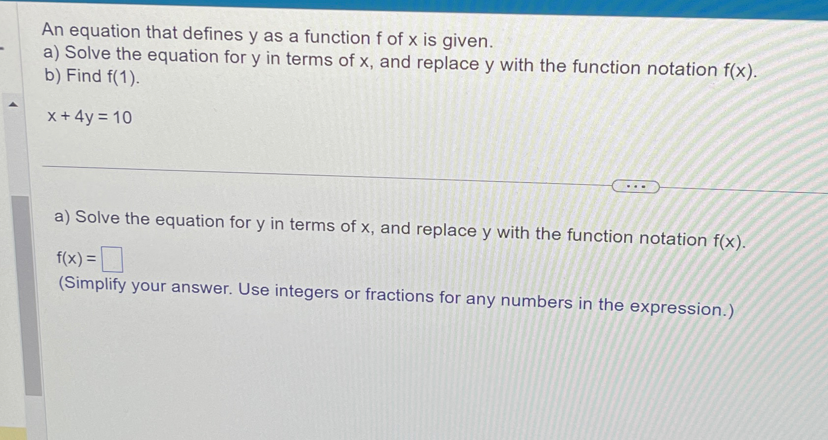 Solved An equation that defines y ﻿as a function f ﻿of x ﻿is | Chegg.com