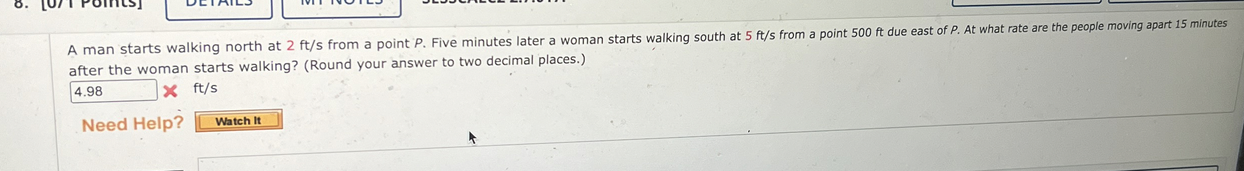 Solved A man starts walking north at 2fts ﻿from a point P. | Chegg.com