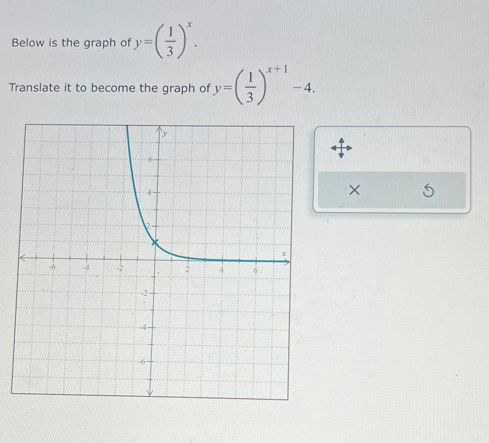 Solved Below is the graph of y=(13)xTranslate it to become | Chegg.com