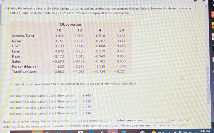 Solved (b) Using the following data on the Observations | Chegg.com