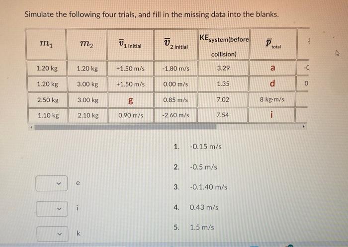 Solved Simulate the following four trials, and fill in the | Chegg.com
