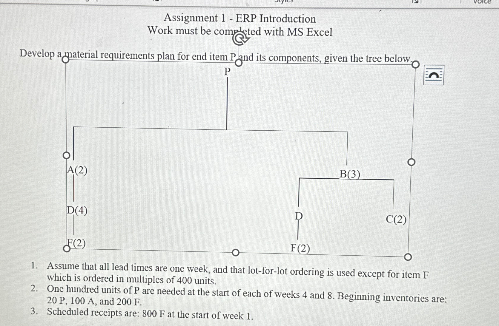 Solved Assignment 1 - ﻿ERP IntroductionWork must be | Chegg.com