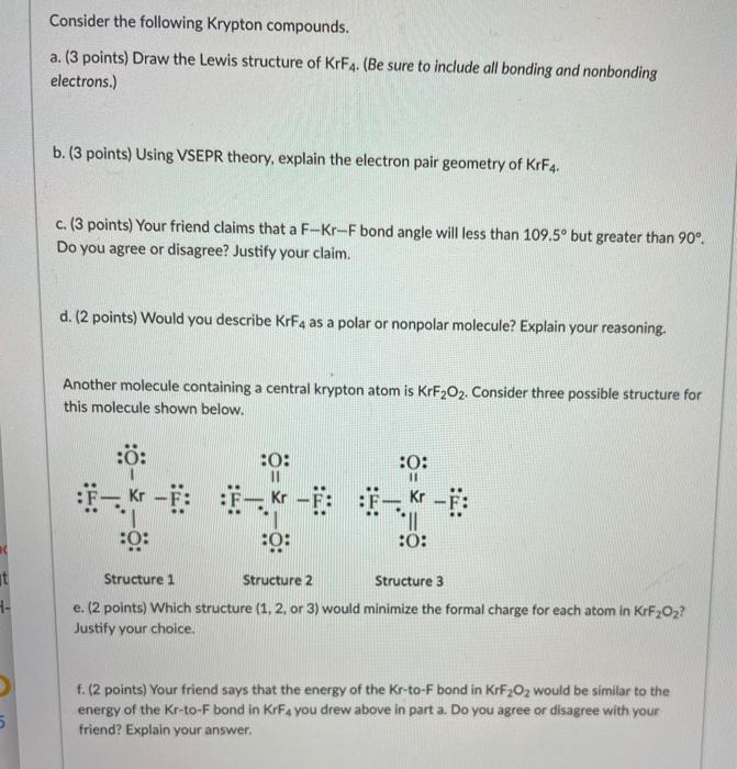 Solved Consider the following Krypton compounds. a. (3 | Chegg.com