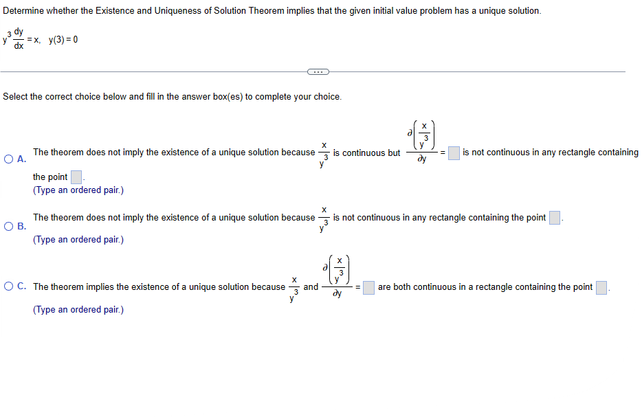 Solved Determine whether the Existence and Uniqueness of | Chegg.com