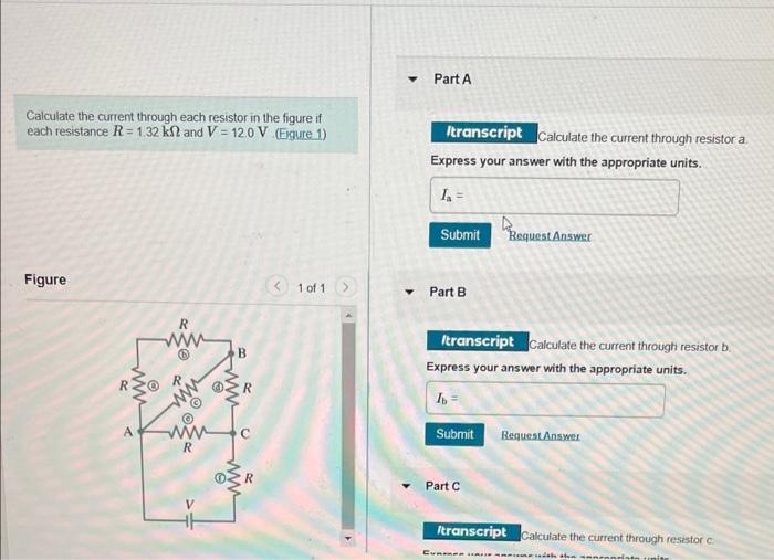 Solved Calculate The Current Through Each Resistor In The