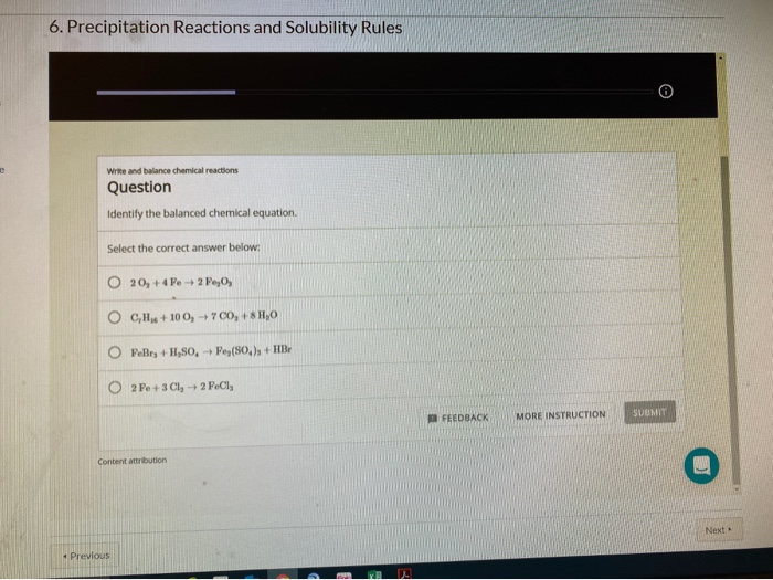 Solved 6. Precipitation Reactions and Solubility Rules Write | Chegg.com