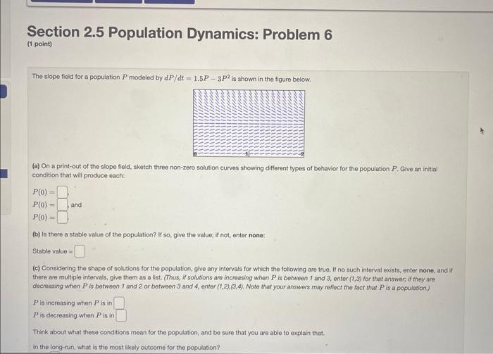 Solved Section 2 5 Population Dynamics Problem 6 1 Point