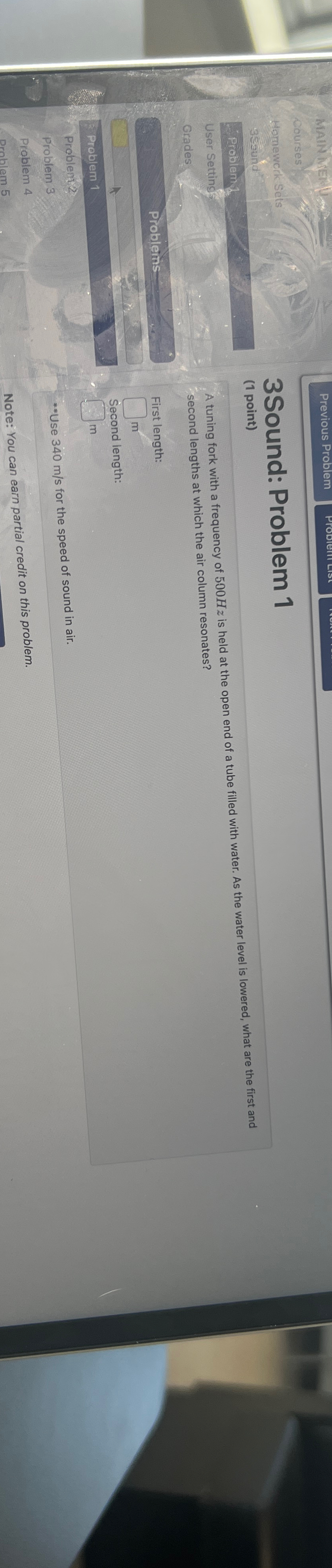 Solved 3Sound: Problem 1(1 ﻿point)A tuning fork with a | Chegg.com