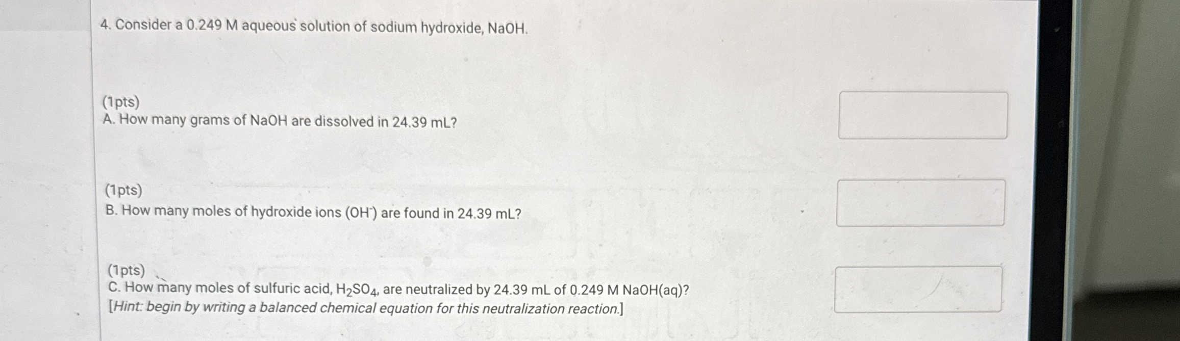 Solved Consider a 0.249 ﻿M aqueous solution of sodium | Chegg.com