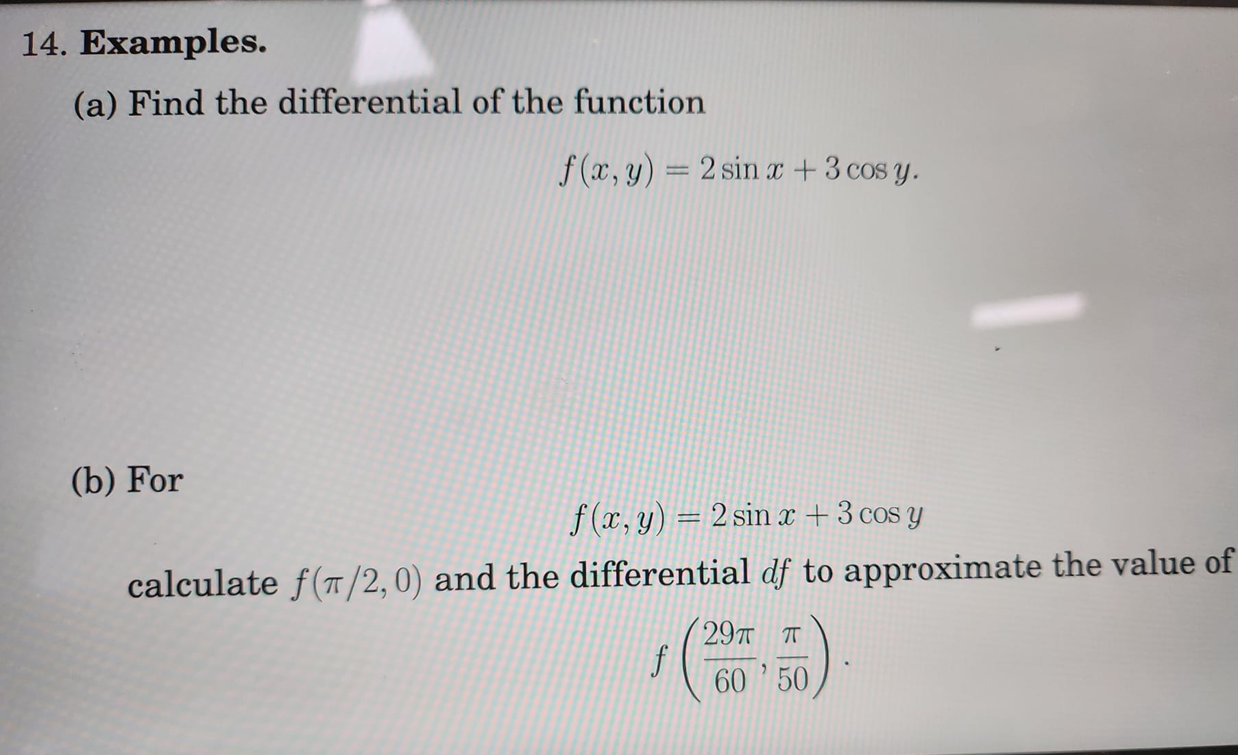 Solved Examples.(a) ﻿Find the differential of the | Chegg.com