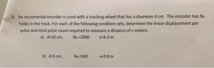 Solved 4. An incremental encoder is used with a tracking | Chegg.com