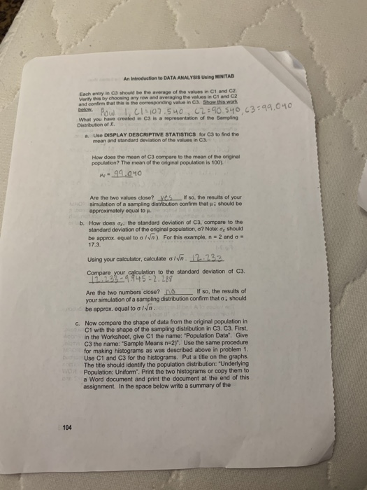 An Introduction to DATA ANALYSIS Using MINITAB Each | Chegg.com