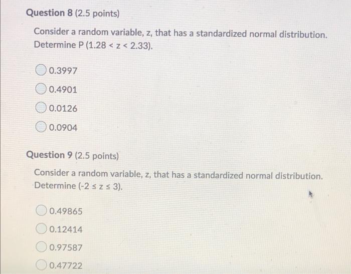Solved Question 8 (2.5 points) Consider a random variable, | Chegg.com