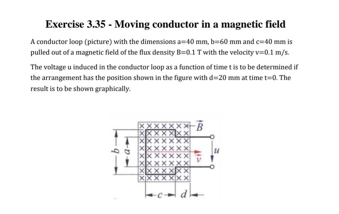 Solved Exercise 3.35 - Moving conductor in a magnetic field | Chegg.com