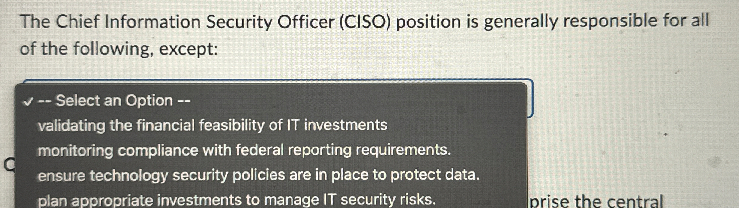 Solved The Chief Information Security Officer (CISO) | Chegg.com