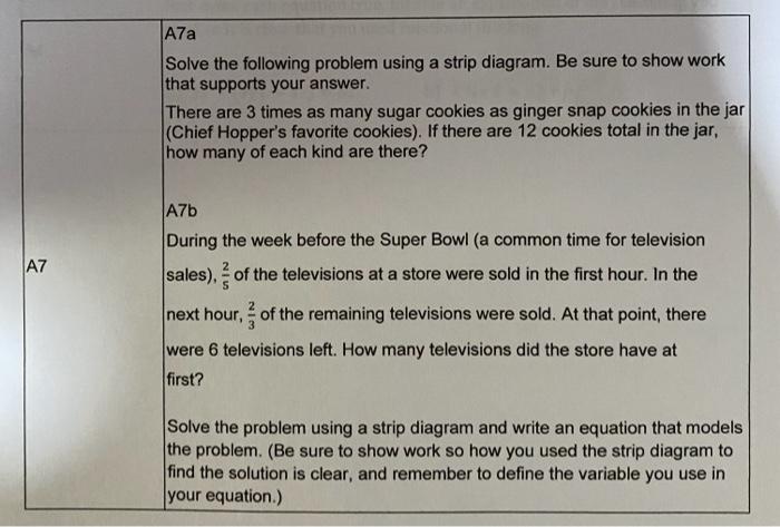 Solved Solve the following problem using a strip diagram. Be | Chegg.com