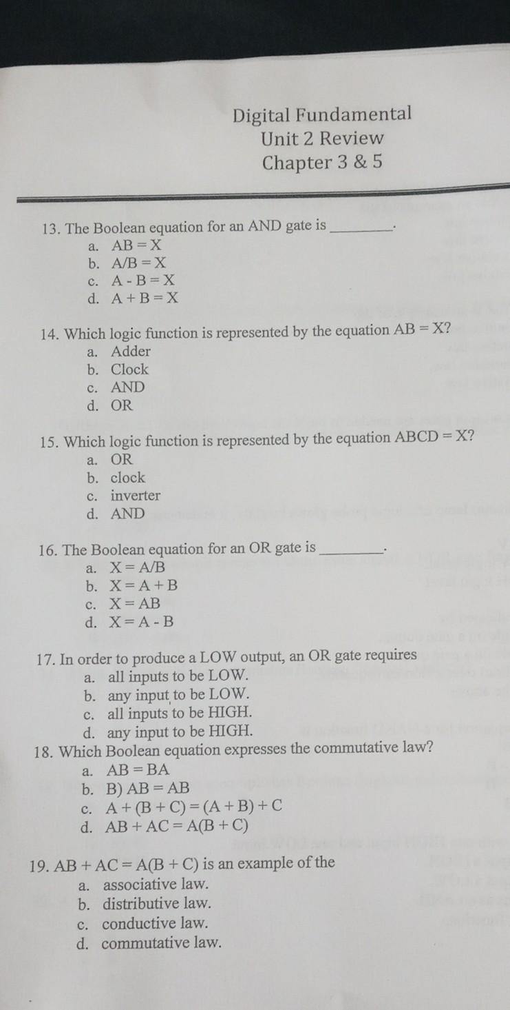 Solved Chapter 3&5 Name: Unit 2 The Unit 2 test covers | Chegg.com