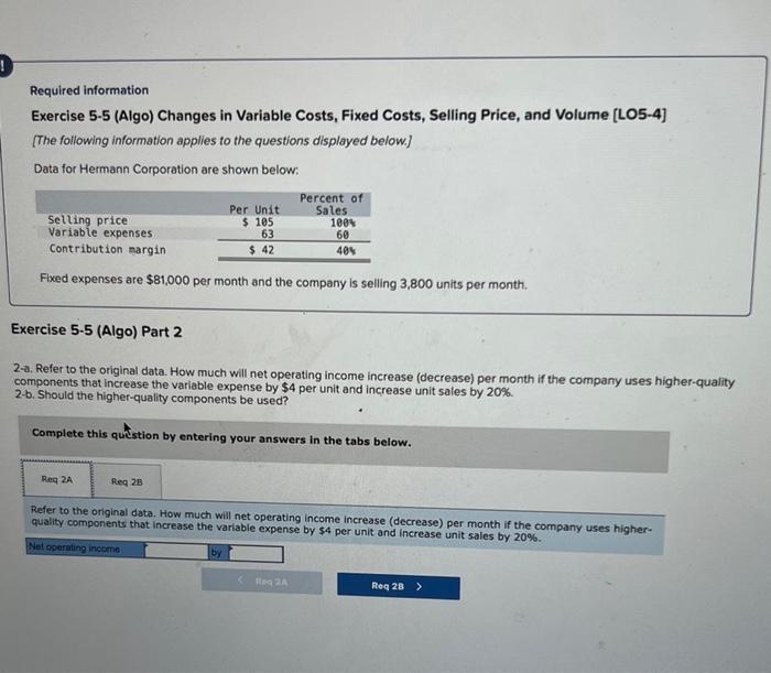 Solved Required information Exercise 5-5 (Algo) Changes in | Chegg.com