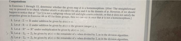 Solved Computations In Exercises I through 15. determine | Chegg.com