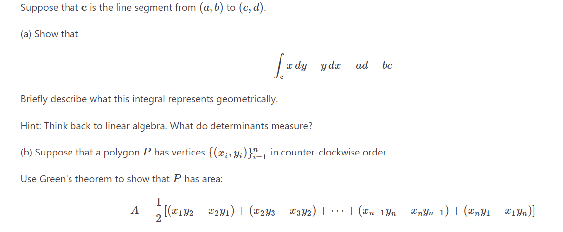 Solved Suppose that c ﻿is the line segment from (a,b) ﻿to | Chegg.com