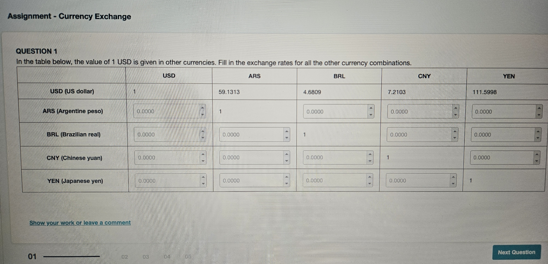 Solved Assignment - ﻿Currency ExchangeQUESTION 1In the table | Chegg.com