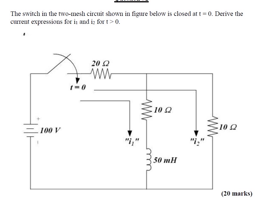 Solved The switch in the two-mesh circuit shown in figure | Chegg.com