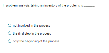 Solved In problem analysis, taking an inventory of the | Chegg.com