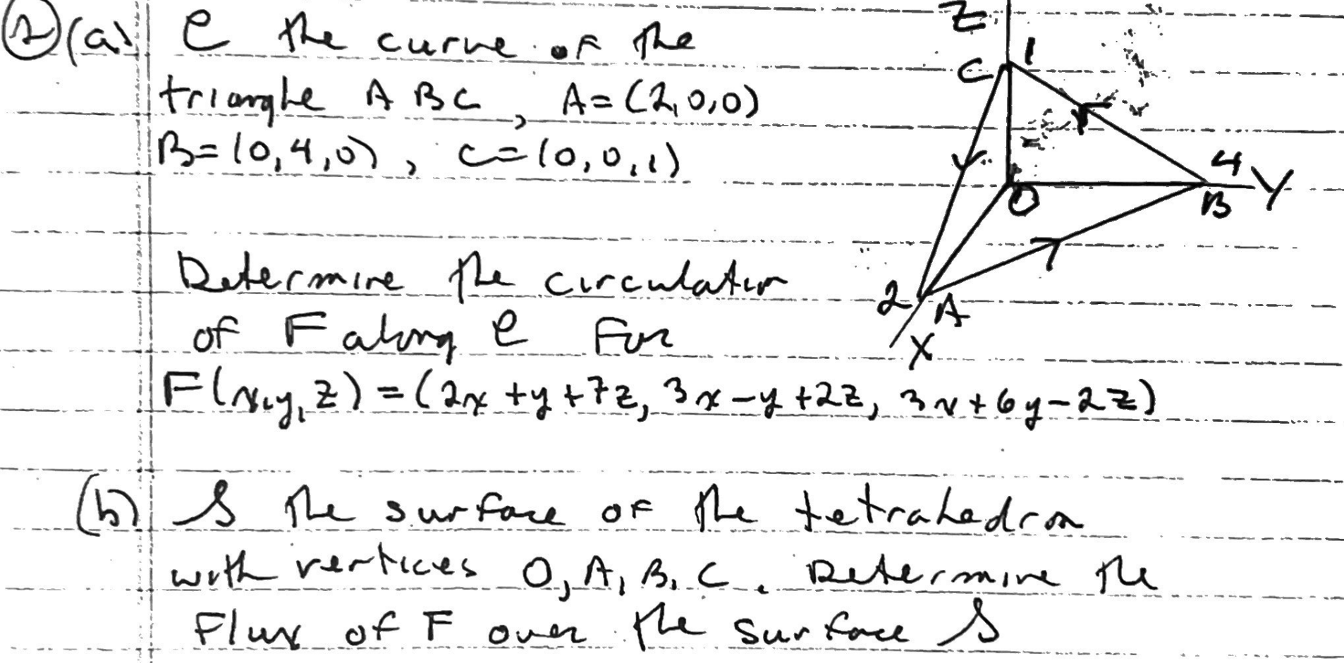 Solved ( 2) (a) e ﻿the curve of thetriongle ABC,A=(2,0,0)C | Chegg.com