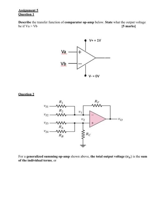 Solved Assignments Question 1 Describe the transfer function | Chegg.com