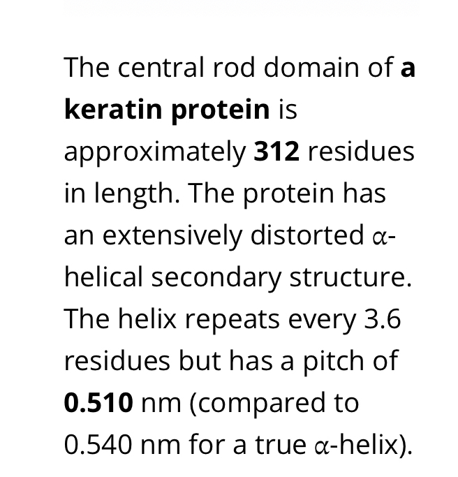 Solved The central rod domain of a keratin protein is | Chegg.com