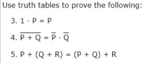 Solved Use truth tables to prove the following: 3.1. P = P | Chegg.com