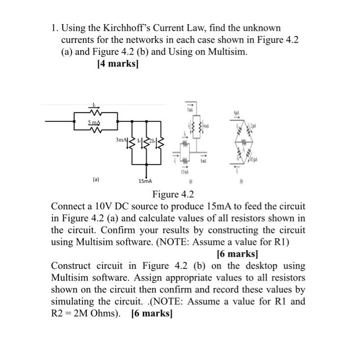 Solved 1. Using the Kirchhoff's Current Law, find the | Chegg.com