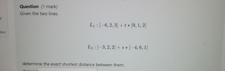 Solved Question (1 ﻿mark)Given the two | Chegg.com
