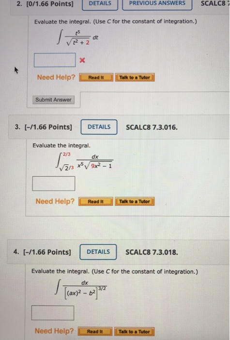 Solved 2. [0/1.66 Points] DETAILS PREVIOUS ANSWERS SCALC8 | Chegg.com