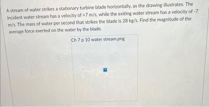 Solved A stream of water strikes a stationary turbine blade | Chegg.com