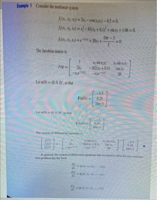 Solved xample 1 Consider the nonlinear system | Chegg.com