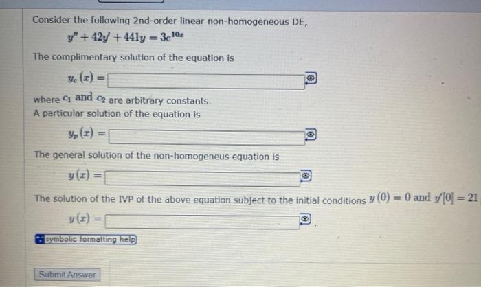 Solved Consider the following 2nd-order linear | Chegg.com